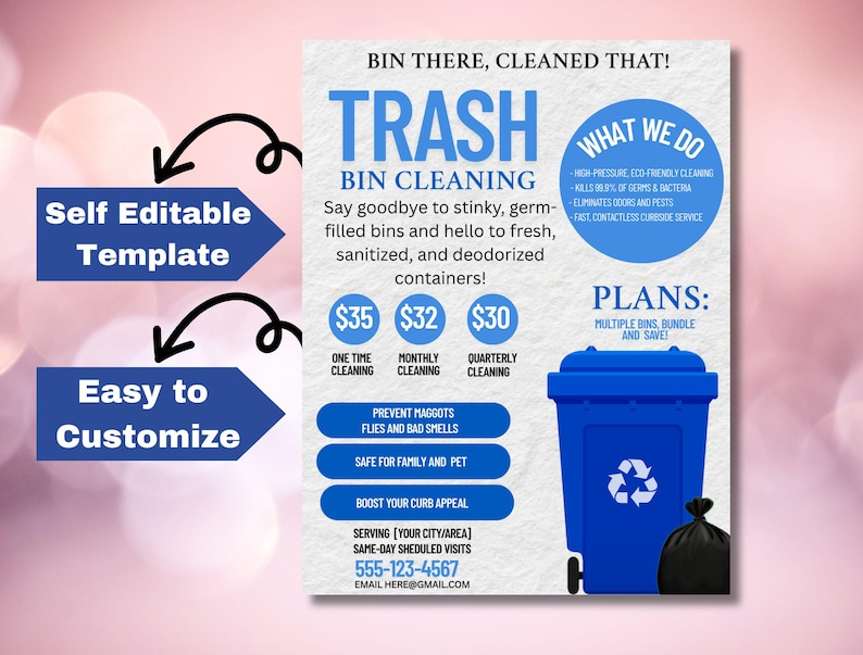 Trash Bin Cleaning Service, Dumpster Cleaning Flyer, Trash Bin Cleaning ...