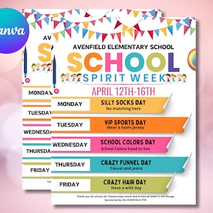 Spring Spirit Week Flyer Printable Office Spirit Week Template Easter ...