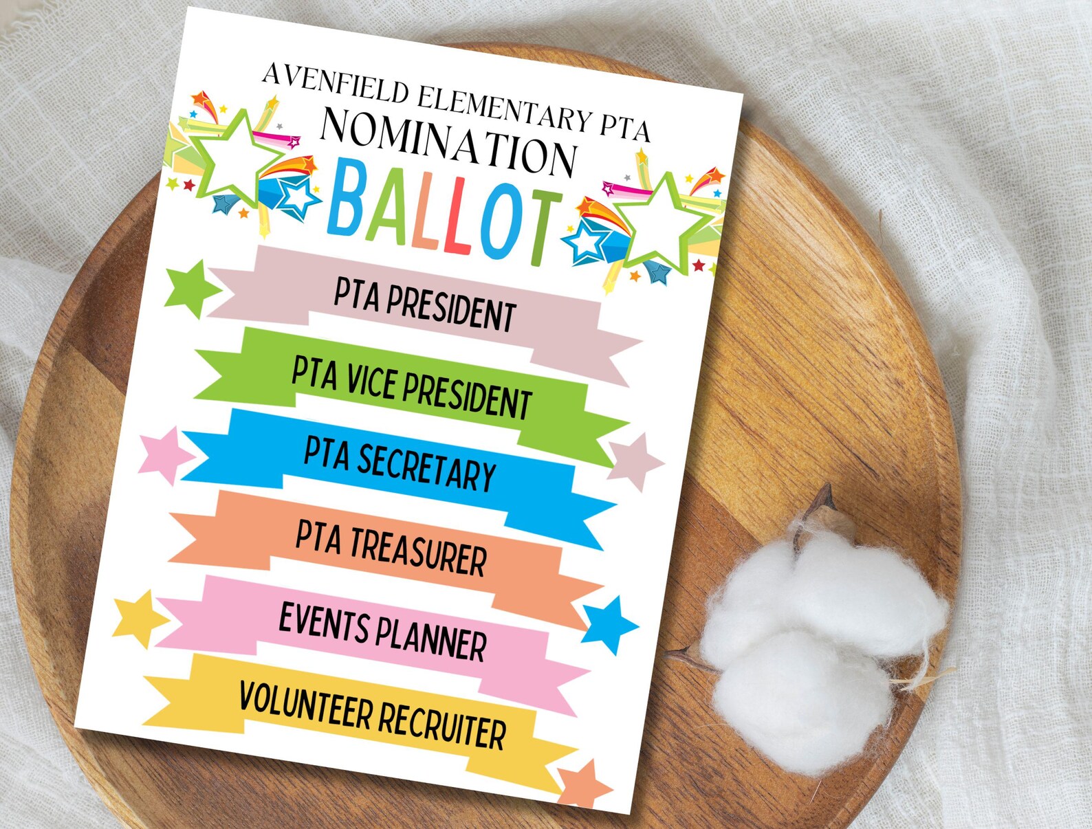 PTA/PTO Board Member Nomination Form, Editable Elections Ballot ...