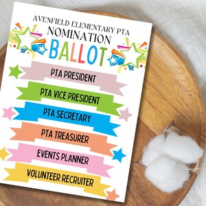 PTA/PTO Board Member Nomination Form, Editable Elections Ballot ...