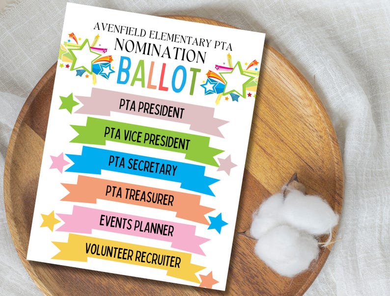 PTA/PTO Board Member Nomination Form, Editable Elections Ballot ...