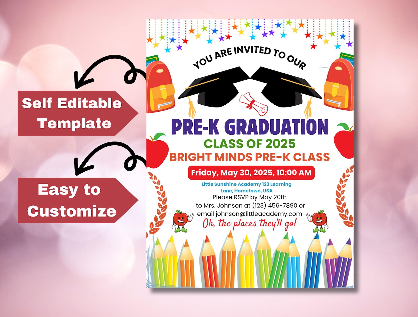 Preschool Graduation Invitation, Pre-k Graduation Invitation, Preschool ...