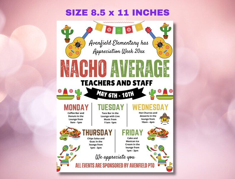 Editable Nacho Average Teacher & Staff Appreciation Day Fiesta ...