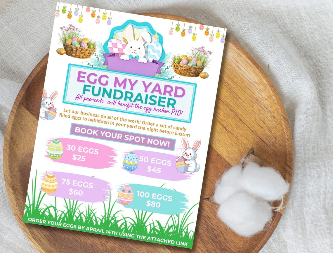 Egg My Yard Fundraiser Template | Editable PTO Easter Egg Hunt ...