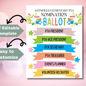 PTA/PTO Board Member Nomination Form, Editable Elections Ballot ...