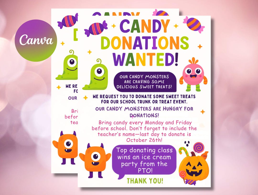 Editable Candy Donation Flyer Template for Trunk or Treat Halloween ...