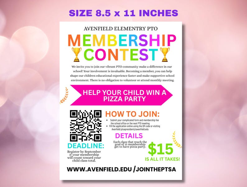 Editable PTO Membership Contest Flyer: School PTA Recruitment (canva ...