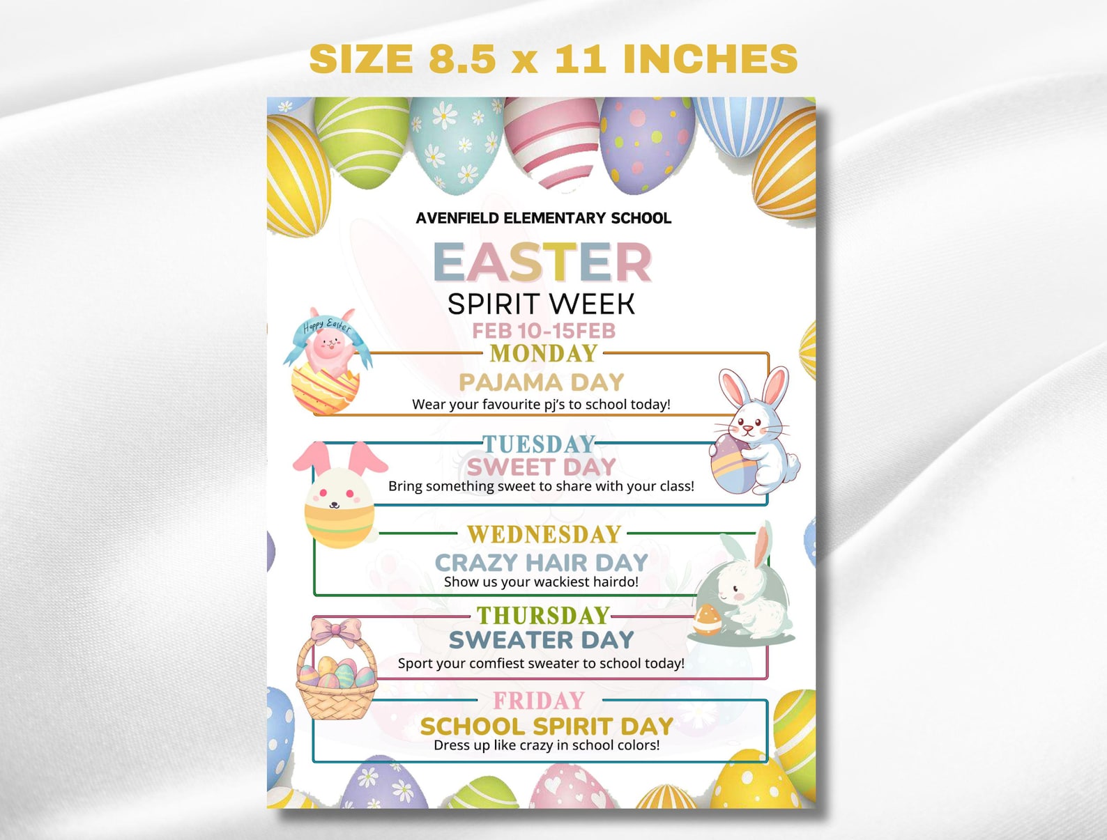 Easter Spirit Week Flyer Template, School Spirit Week Template, Spirit ...