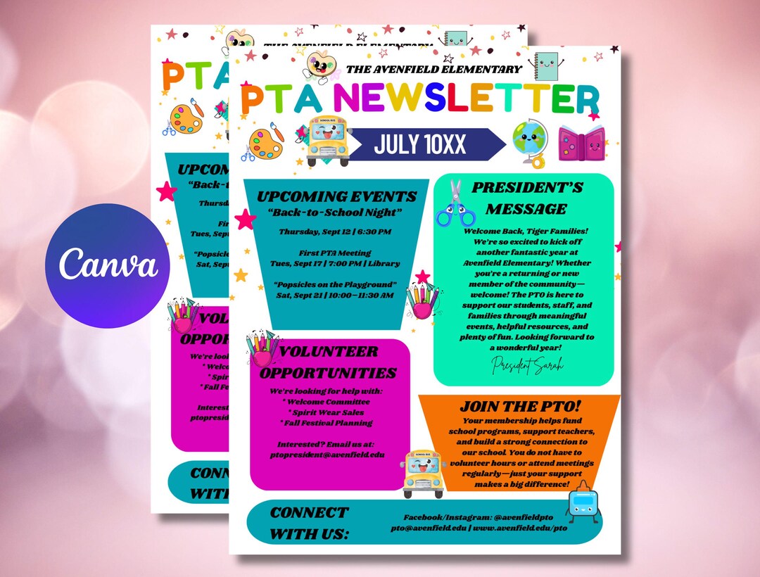 Editable School Newsletter Template: Canva PTA Flyer (8.5x11 Inches ...