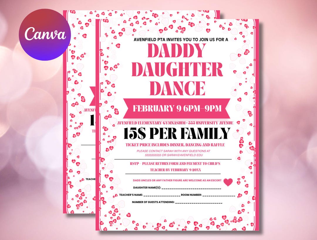 DIY Daddy Daughter Dance Flyer Printable, Editable Father Daughter ...