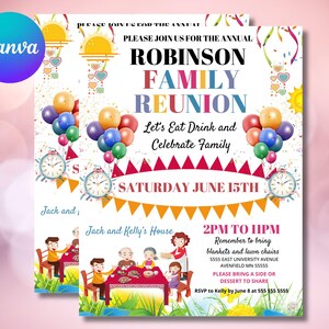 Family Reunion Flyer Template | Editable Cousin Reunion Invitation ...