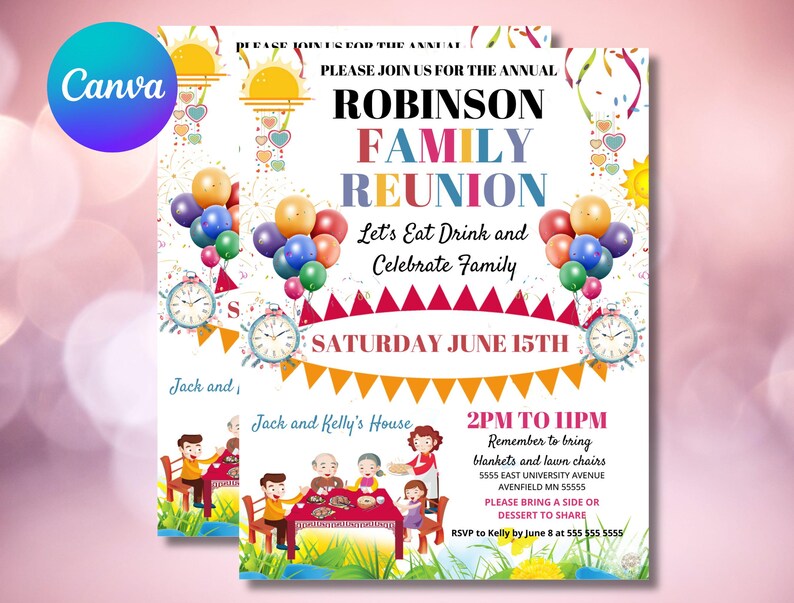 Family Reunion Flyer Template | Editable Cousin Reunion Invitation ...