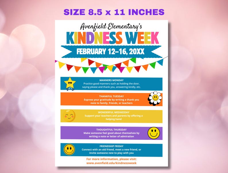 Editable Kindness Week Flyer Template, DIY Kindess Spirit Week ...