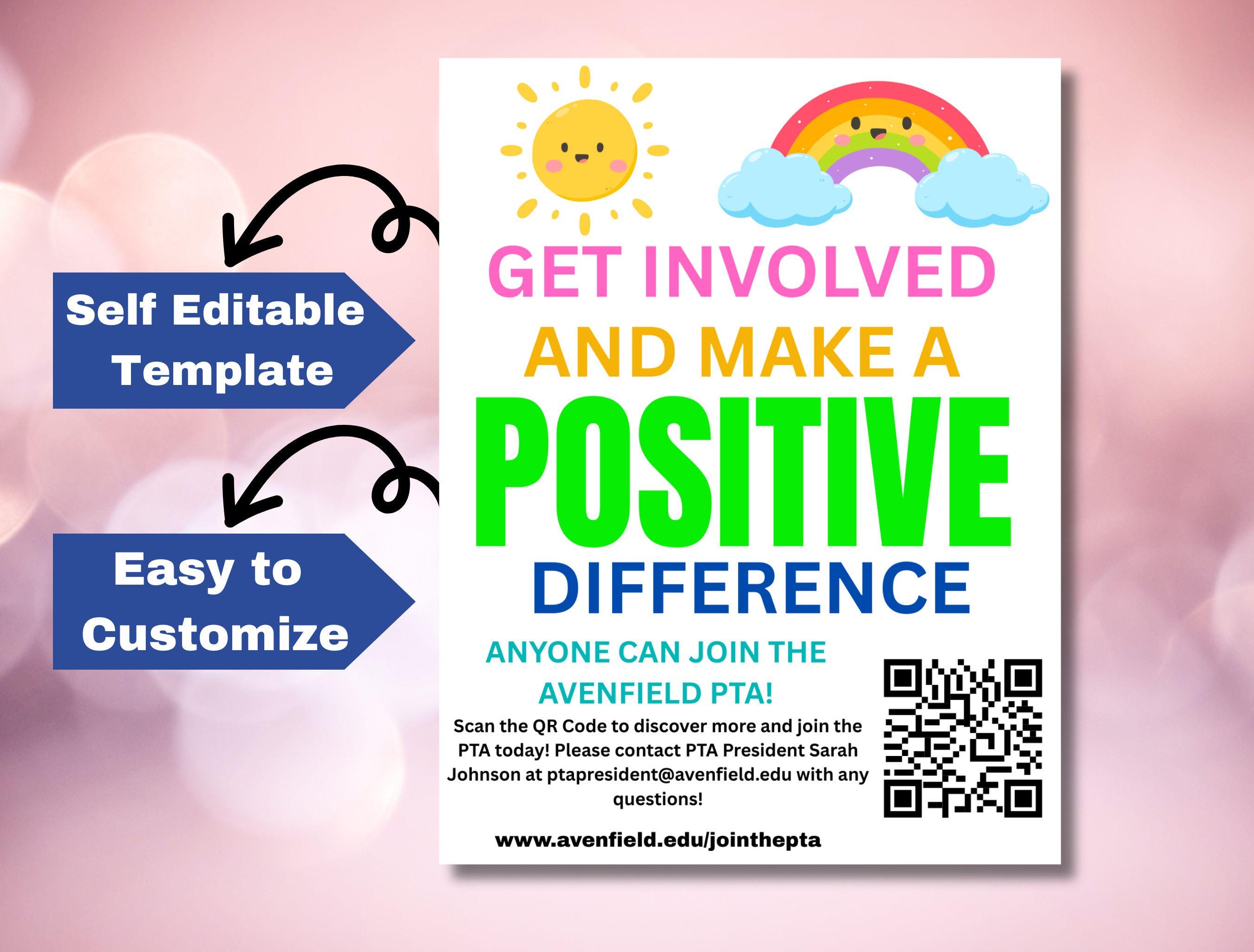 Editable PTA Recruitment Flyer Template | Make a Positive Difference ...