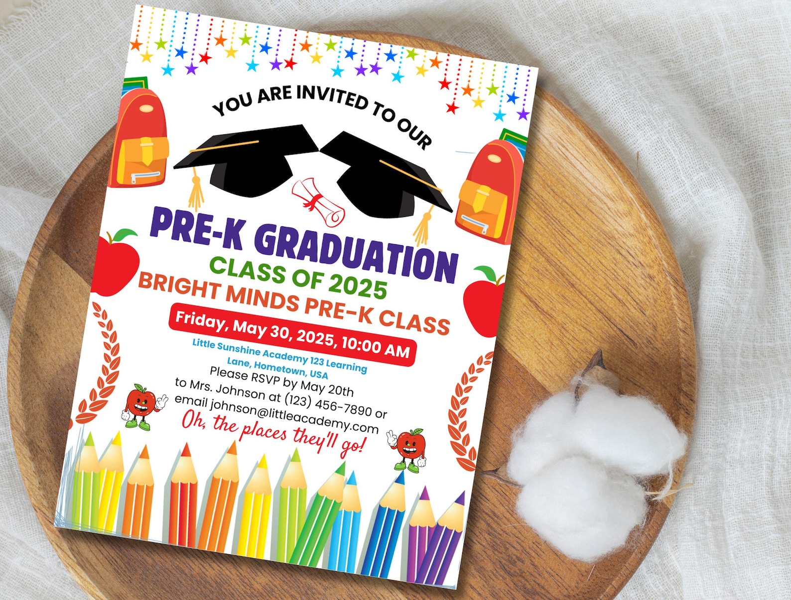 Preschool Graduation Invitation, Pre-k Graduation Invitation, Preschool ...