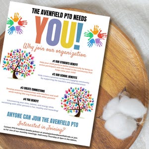 Editable PTO Recruitment Flyer Template – Parent Volunteer Sign-up ...