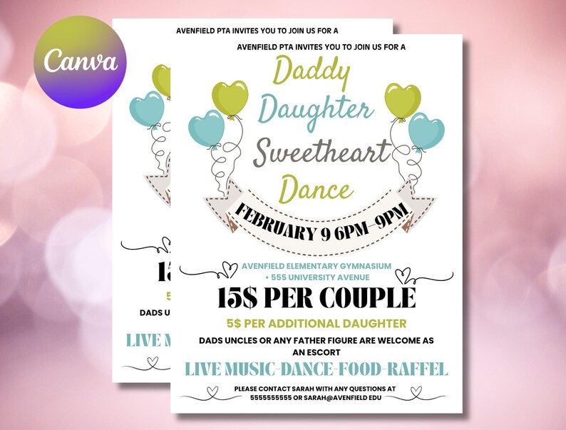 Editable Sweetheart Dance Flyer Template, Valentine's Day Dance Invite ...