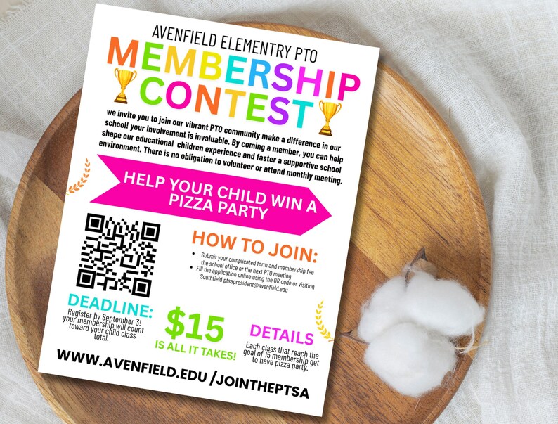 PTA Recruitment Competition Flyer Template, PTO Membership Contest ...