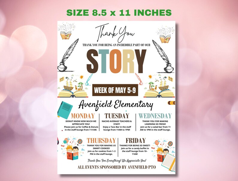 Editable Storybook Themed Teacher & Staff Appreciation Day Flyer | Book ...