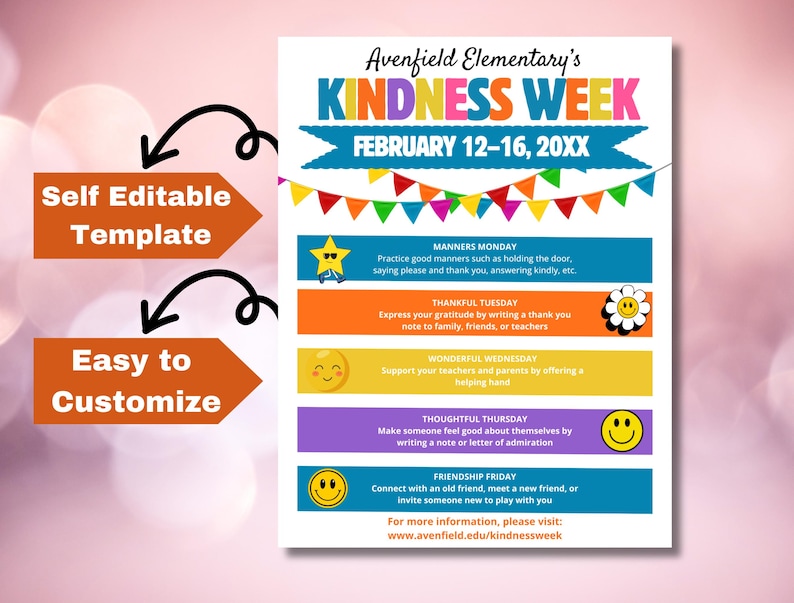 Editable Kindness Week Flyer Template, DIY Kindess Spirit Week ...