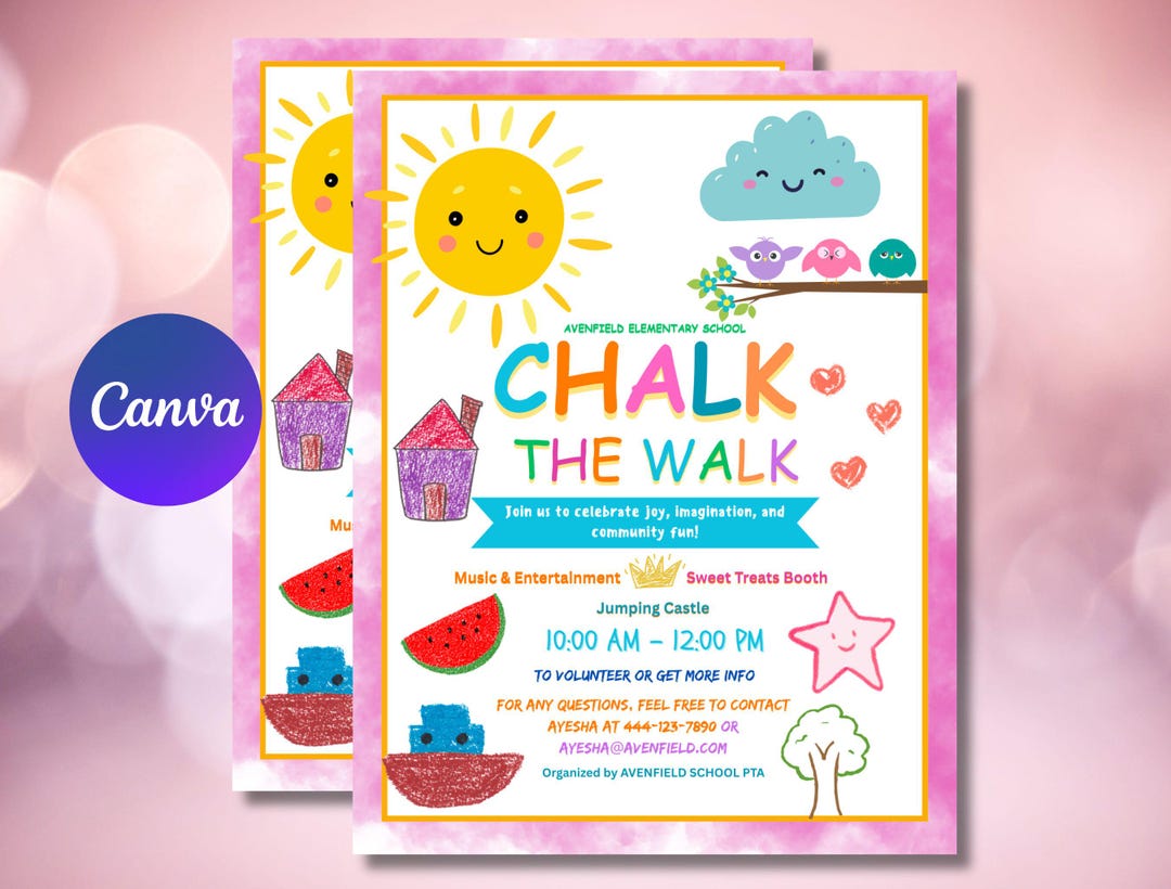 Editable Chalk the Walk Flyer Template | DIY Sidewalk Art Event Sign ...