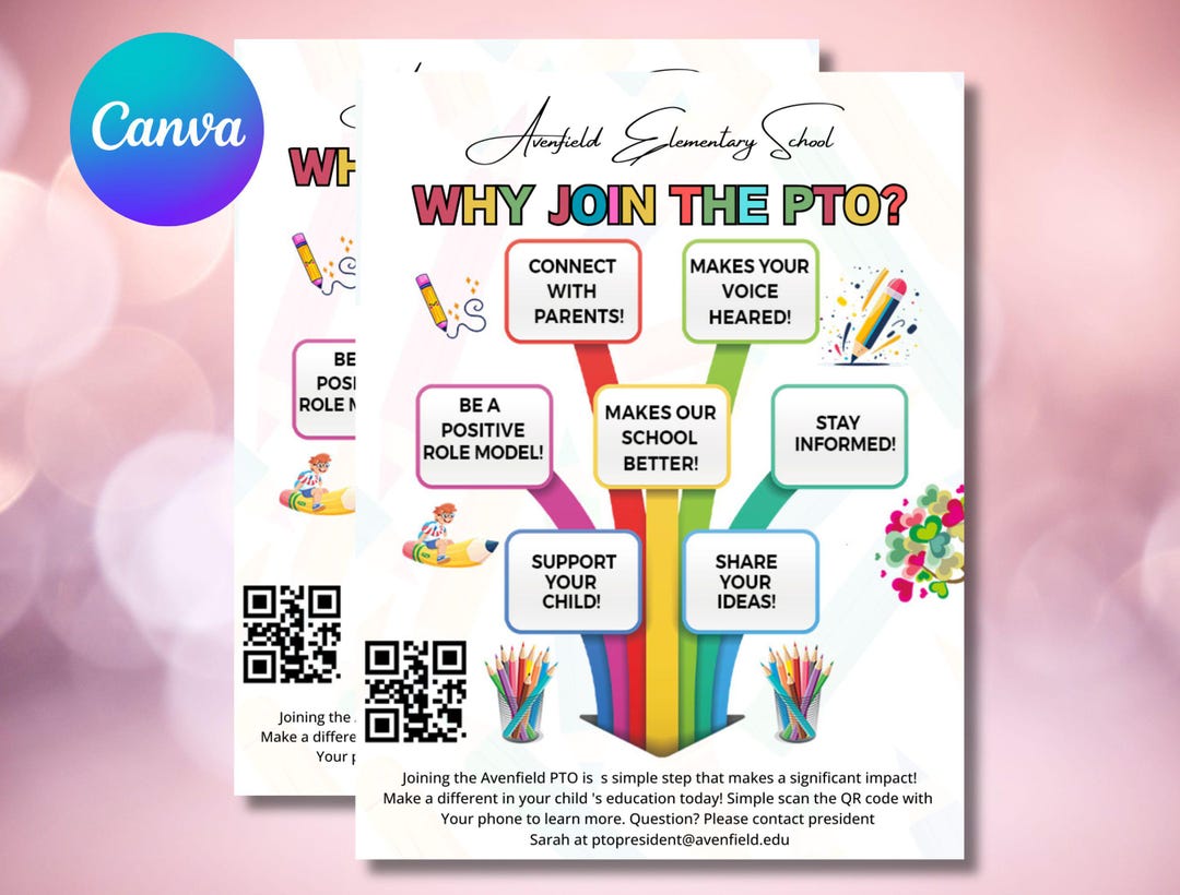 Editable Why Join the PTO PTA Infographic Flyer, QR Code Volunteer ...