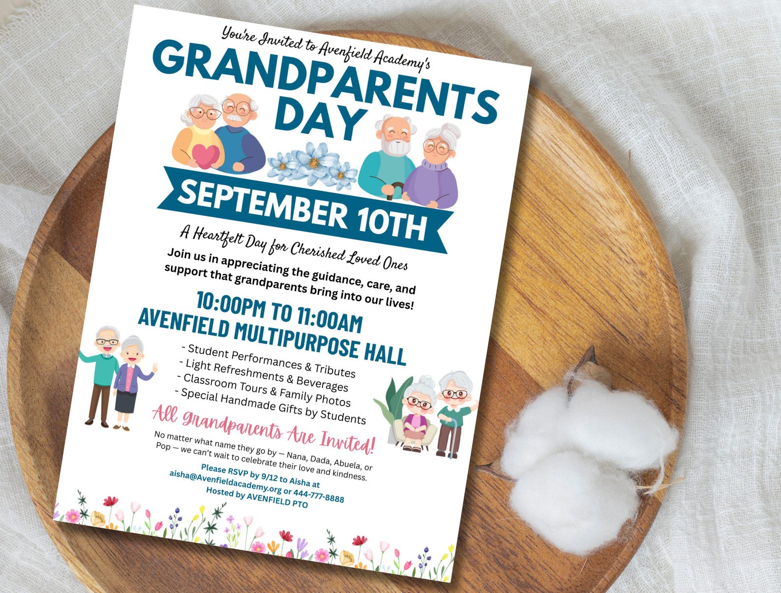 Editable Grandparents Day Flyer Template: Canva School Event Invitation ...