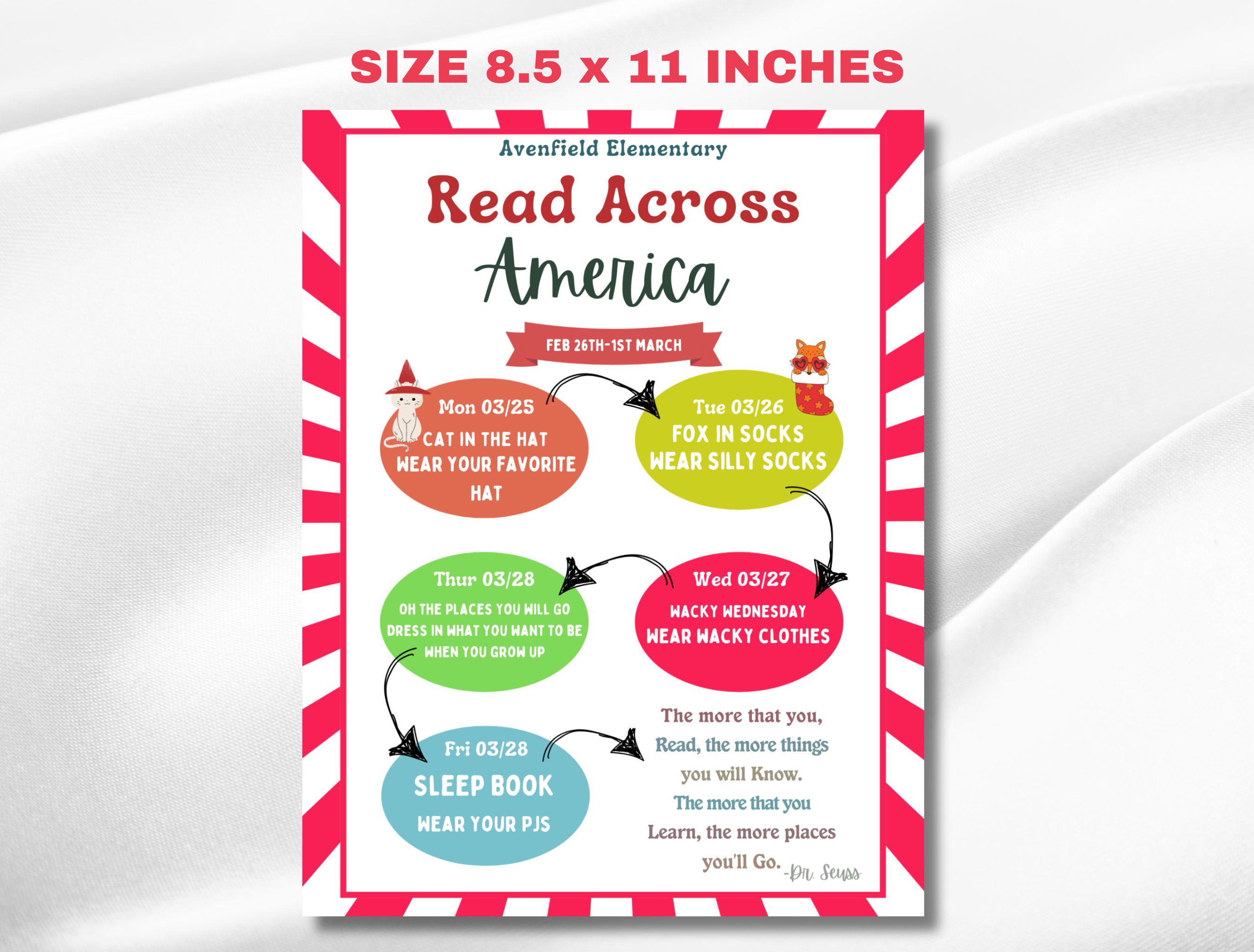 Editable Read Across America Poster, , Spirit Week, Dr. Seuss Week - Etsy