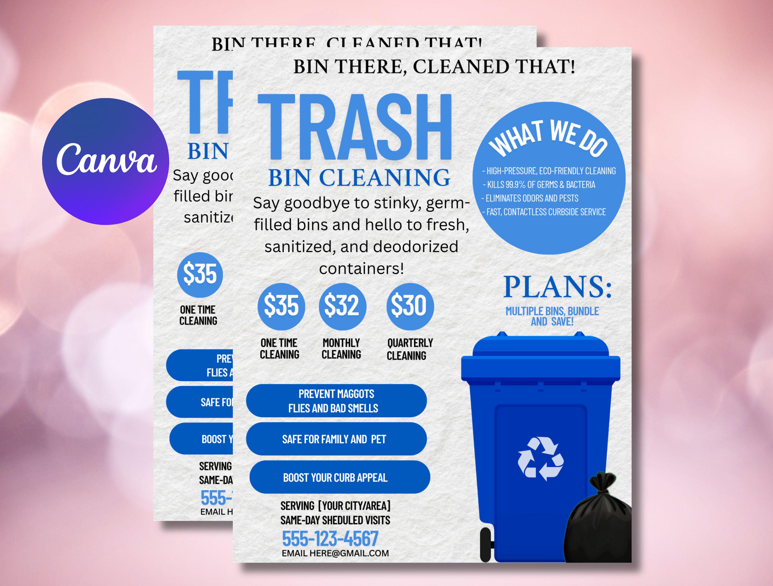 Trash Bin Cleaning Service, Dumpster Cleaning Flyer, Trash Bin Cleaning ...
