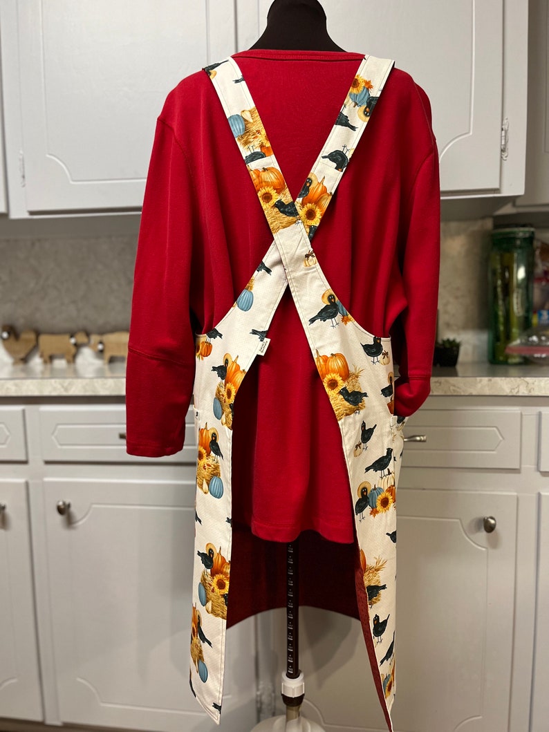 Woman's Criss Cross Apron, Reversible, Cross Back, Pinafore, Japanese ...