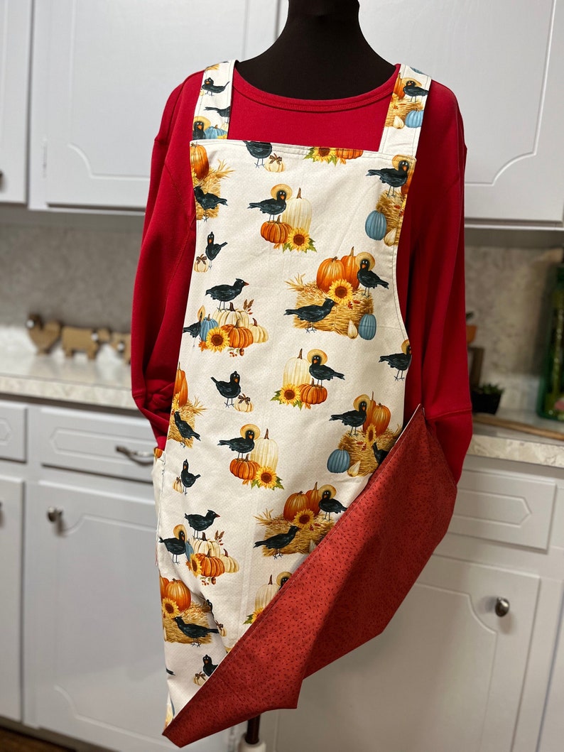 Woman's Criss Cross Apron, Reversible, Cross Back, Pinafore, Japanese ...