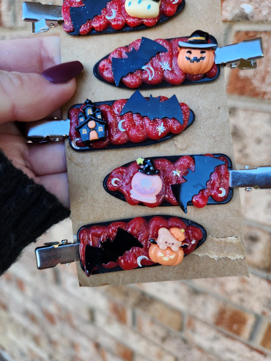 Spooky Kawaii Decoden Hair Clips: Halloween Charms, No Crimp - 5 Set ...