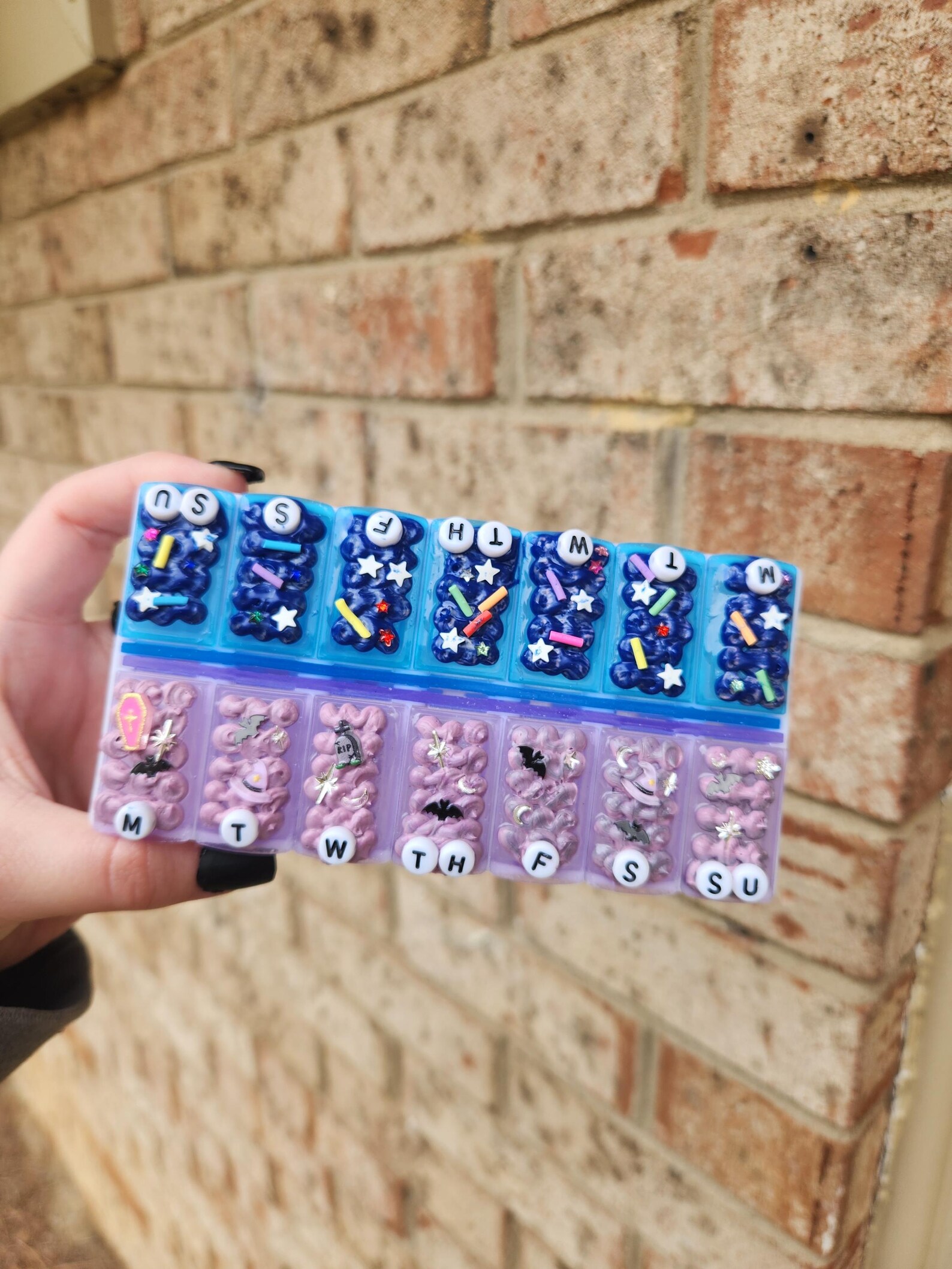 Decoden Spooky Night / Cute Night Styled AM PM Pill Organizer or 14 Day ...