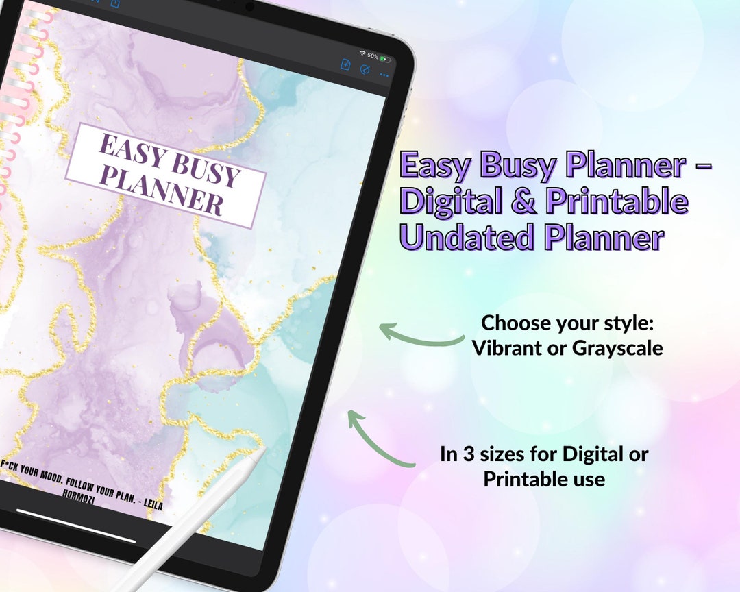 Easy Busy Planner Digital & Printable Productivity Planner Daily ...
