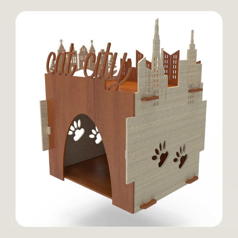 Laser Cut Cat House Svg-ai-dwg-dxf: Pet Furniture Plans (digital ...