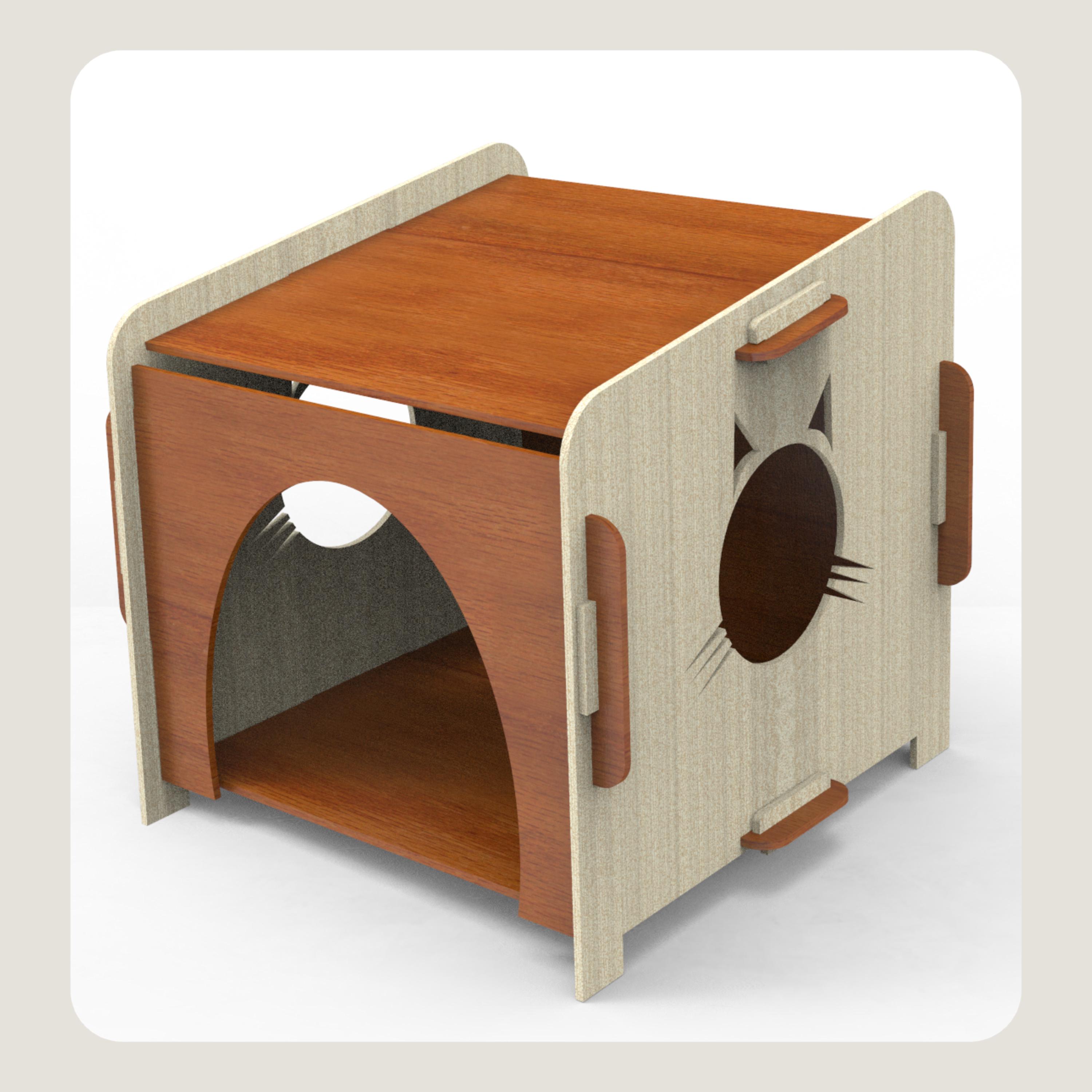 Laser Cut Cat House Svg-ai-dwg-dxf: Pet Furniture Plans (digital ...