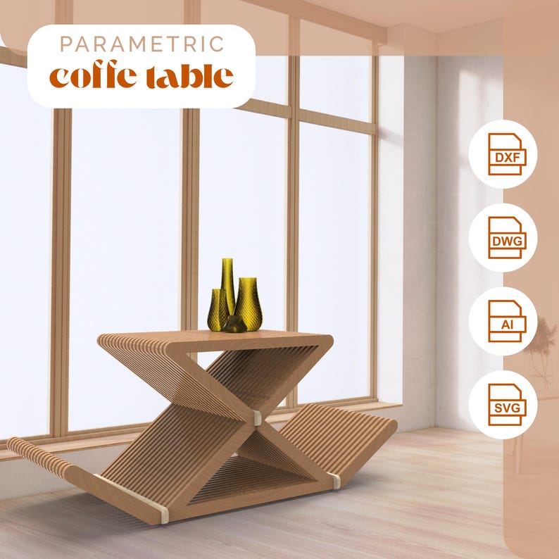 Parametric Laser Cut Wooden Coffe Table, Parametric Design Table Plan ...