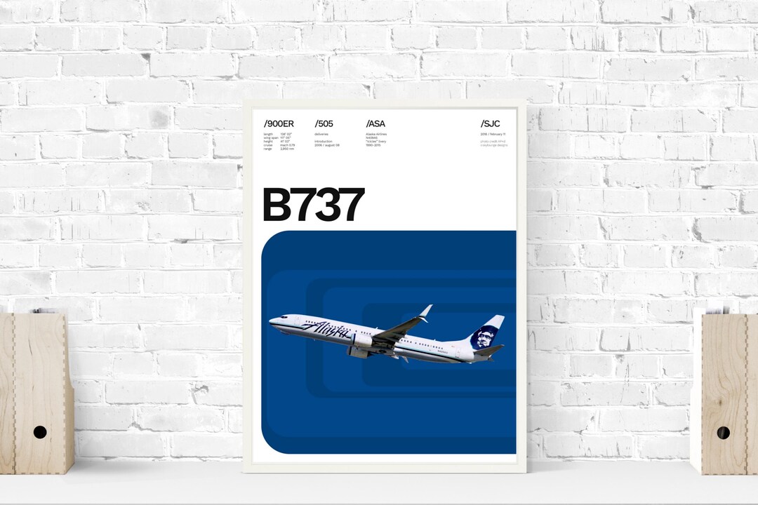 B737 | Alaska Airlines N409AS | Ver.2 | Modern Art, Mid Century ...