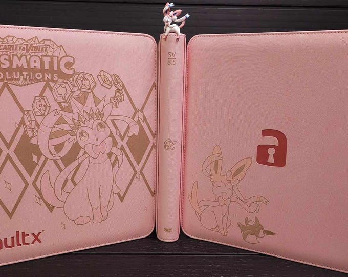 Custom Laser Etched Prismatic Evolutions TCG 12 Pocket Binder- SYLVEON ...