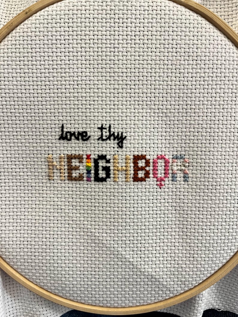 Love Thy Neighbor Cross Stitch - Etsy