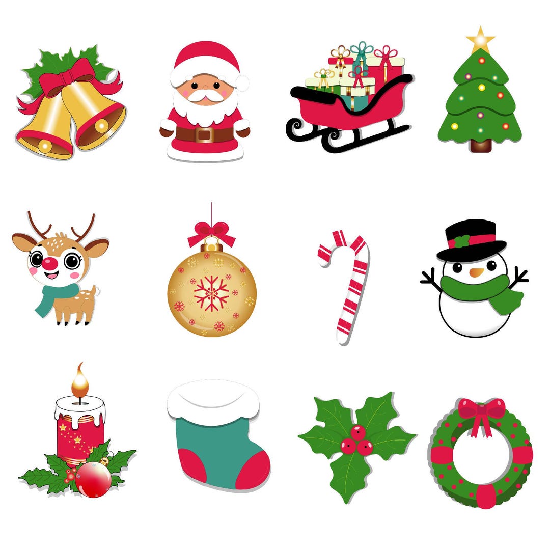 Christmas Clip Art PNG What's Included 12 PNG Images Santa Claus Sleigh ...