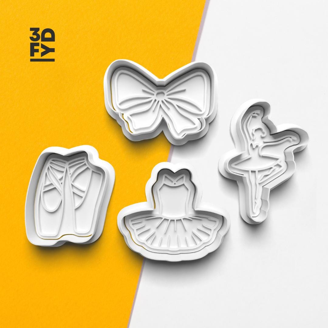 Ballet Cookie Cutter Set: Ballerina, Tutu, Shoes, Bow (3D Printed) - Etsy