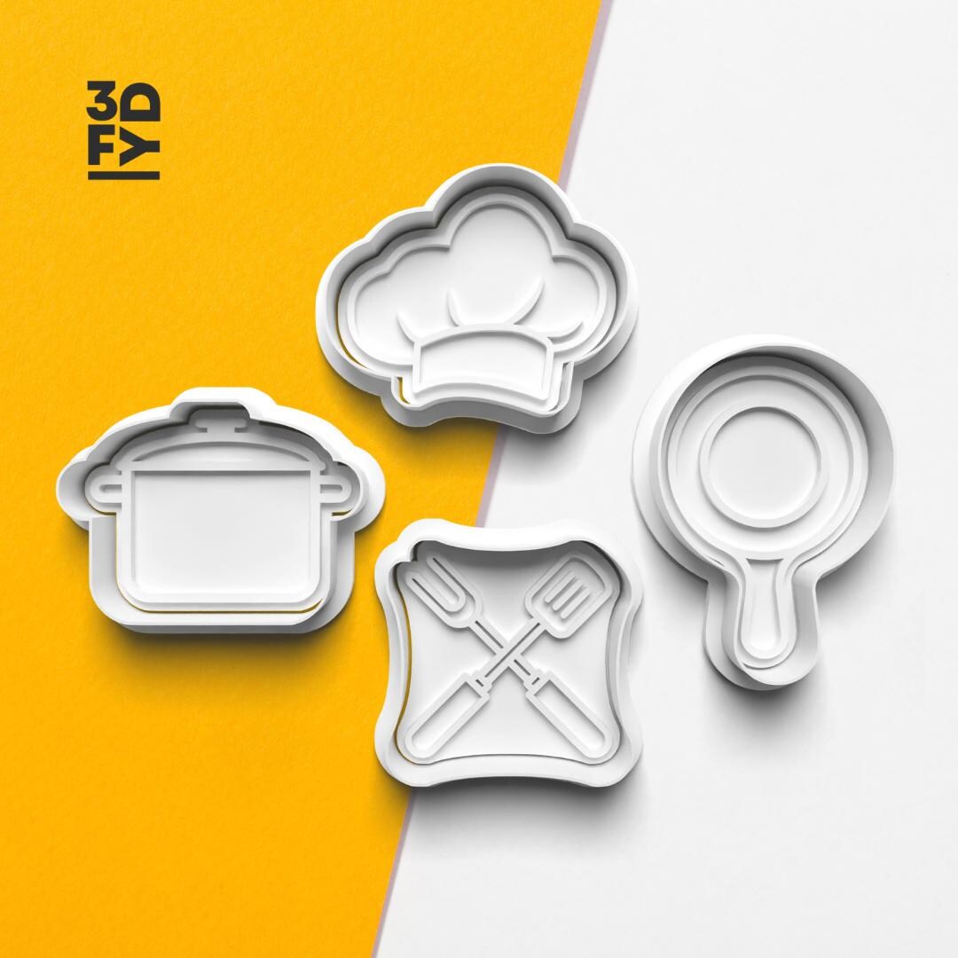 Chef Cookie Cutters: Hat, Pan, Pot, Utensils - Baking & Crafts - Etsy