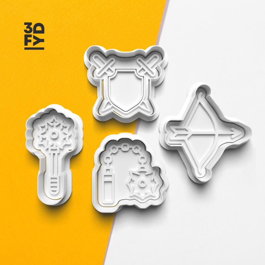 Medieval Cookie Cutter Set: Knight & Fantasy Weapons, 3D Printed - Etsy