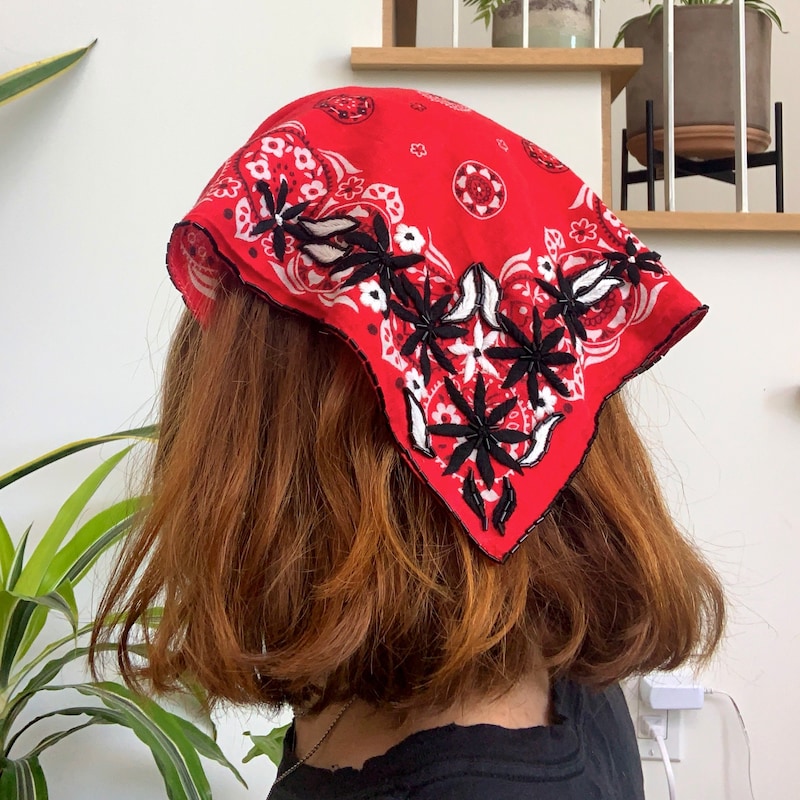 Embroidered Bandana - Etsy