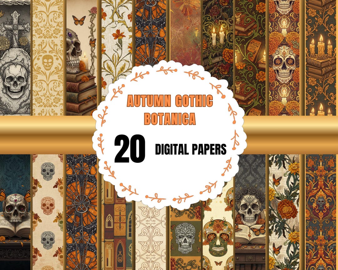 Autumn Gothic Botanica Digital Paper Pack – 20 Junk Journal Backgrounds ...
