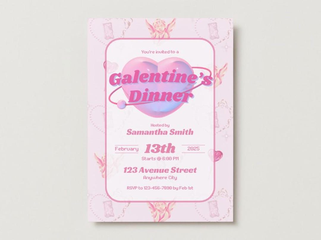 EDITABLE Y2K Galentine's Dinner Invitation Template - Etsy