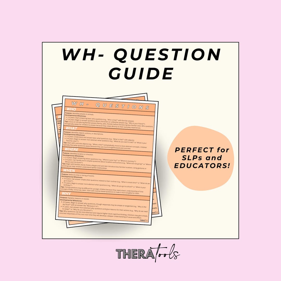Wh- Question Guide for Slps, Speech Therapy Guide, Resources for Slps ...