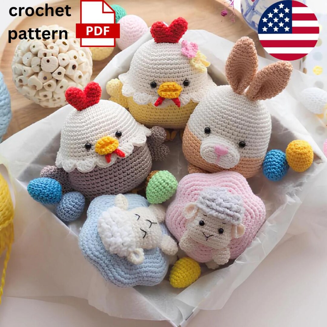 Easter Crochet Plush Set – Amigurumi Bunny, Chick & Lamb – Handmade ...
