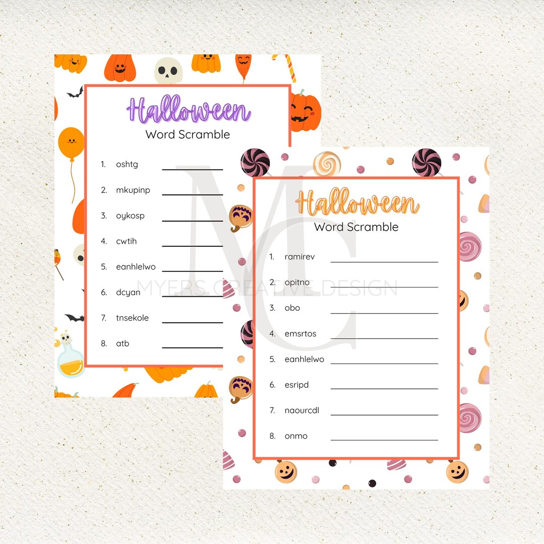 Halloween Word Scramble Game: Printable Kids Activity (digital Download ...